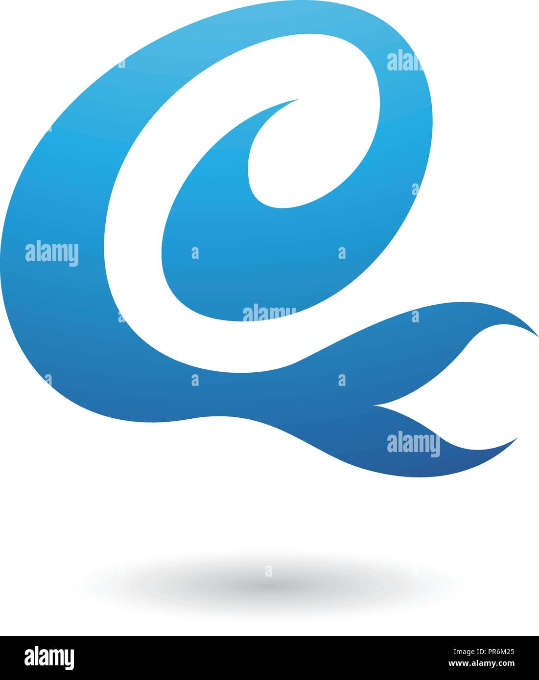 Vector Illustration of Blue Curvy Fun Letter E isolated on a White ...