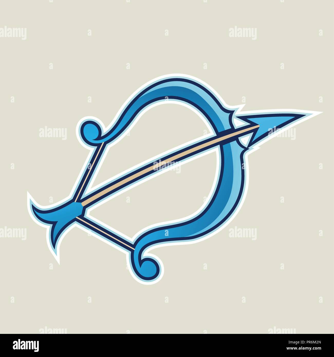 Vector Illustration of Blue Bow and Arrow Cartoon Icon isolated on a ...