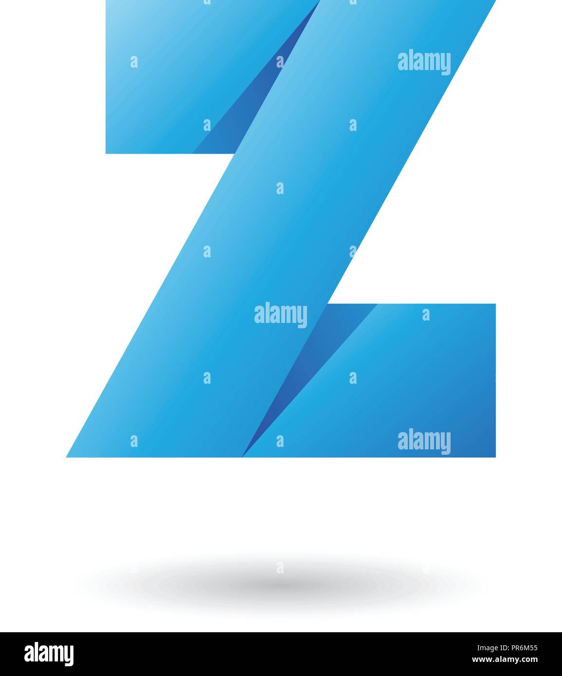 Vector Illustration of Blue Folded Paper Letter Z isolated on a White ...