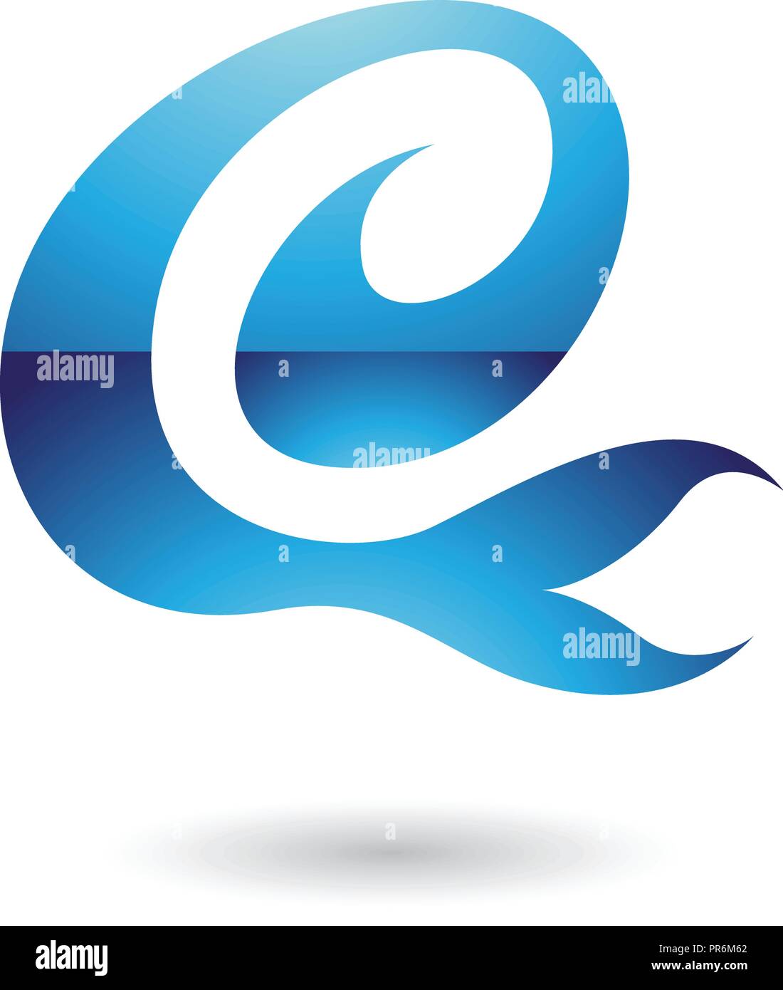 Vector Illustration of Blue Glossy Curvy Fun Letter E isolated on a ...