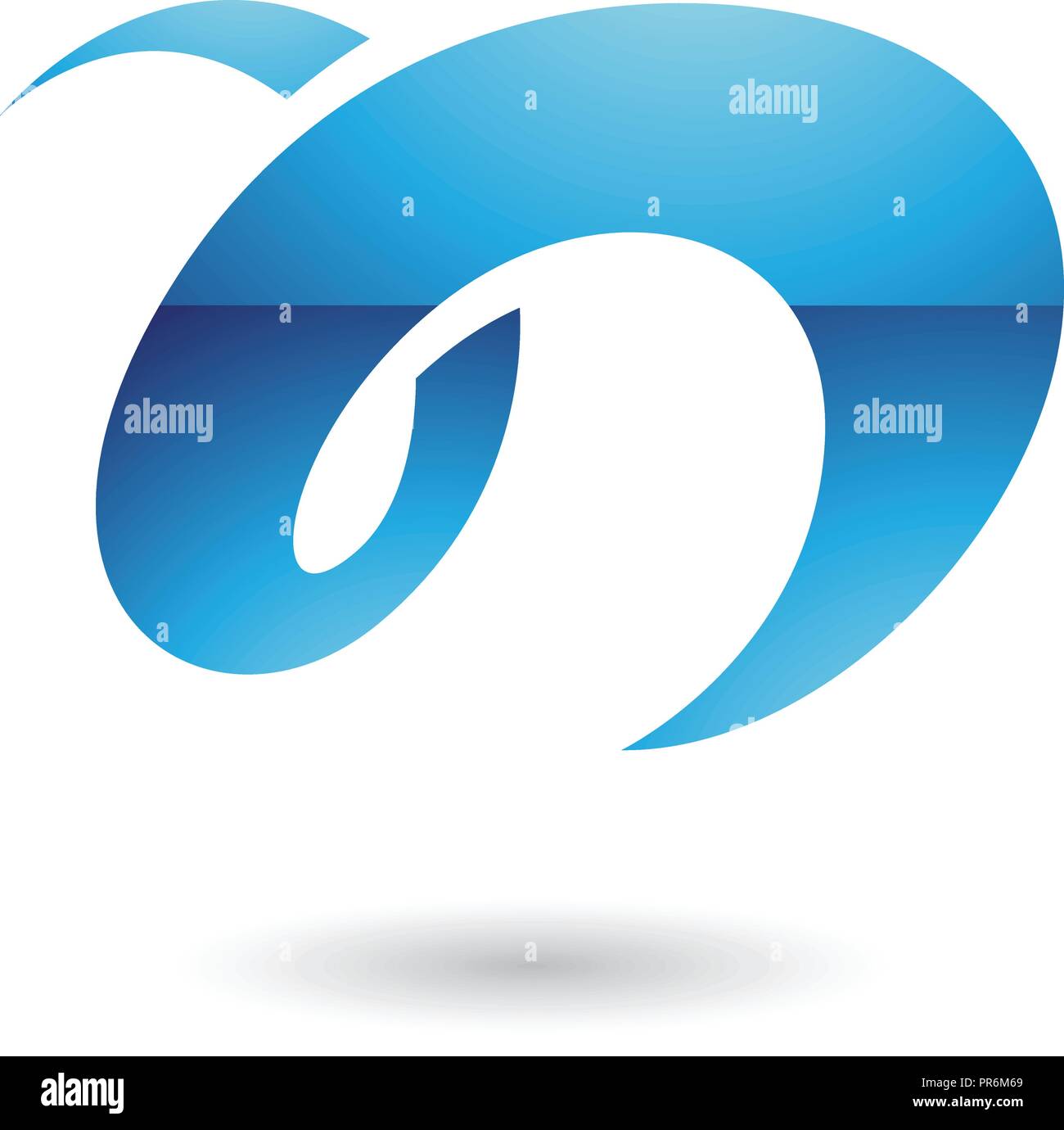 Vector Illustration of Blue Glossy Curvy Fun Letter N isolated on a ...