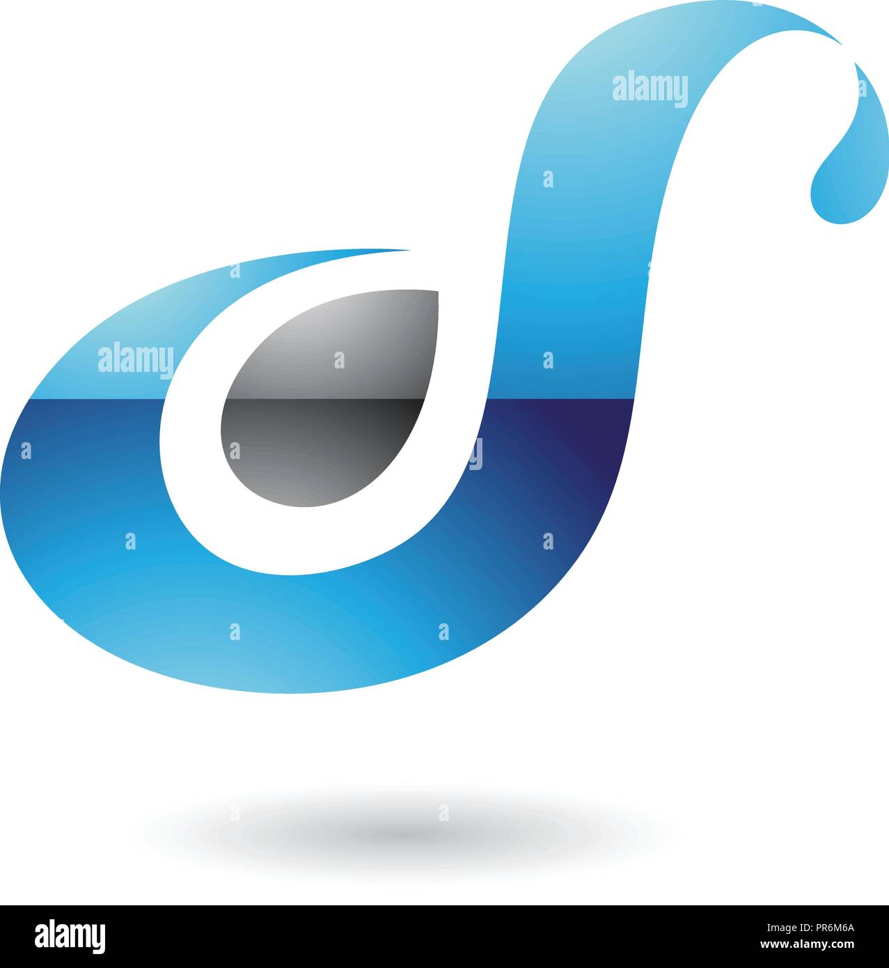 Vector Illustration of Blue Glossy Curvy Fun Letter D or S isolated on ...