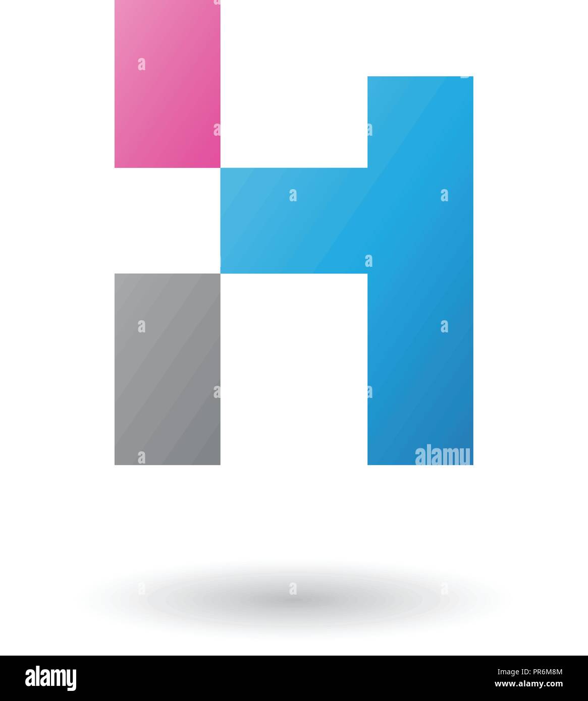Vector Illustration of Blue Letter H with Rectangular Shapes isolated ...
