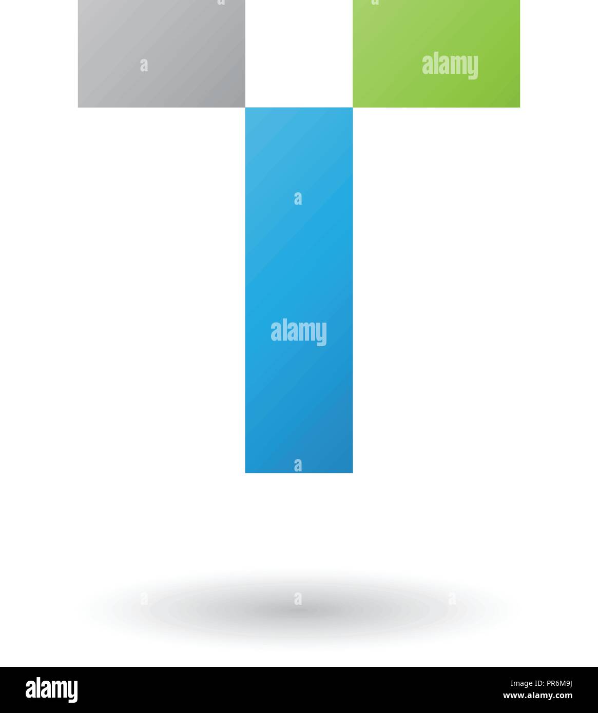 Vector Illustration of Blue Letter T with Rectangular Shapes isolated ...