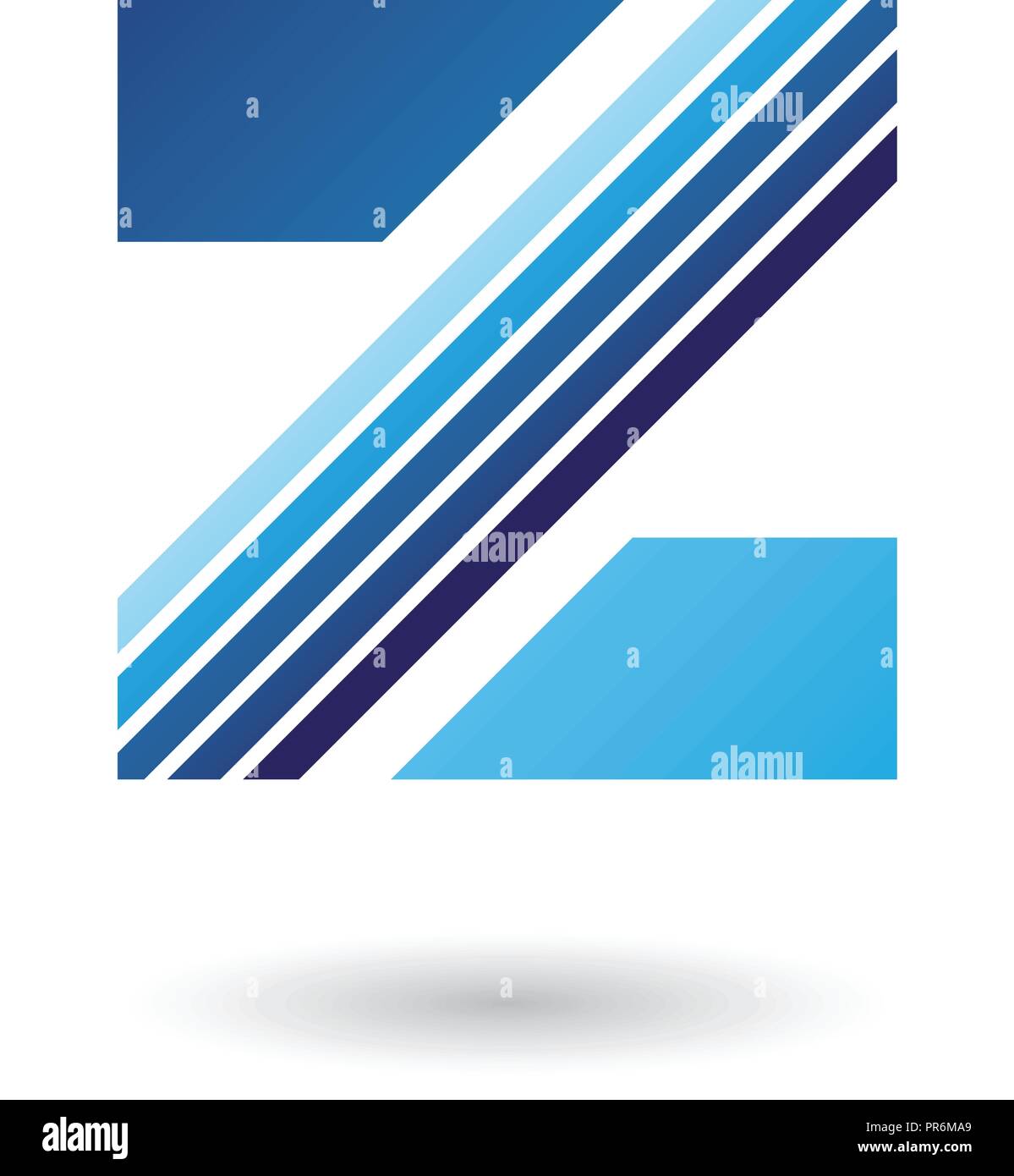 Vector Illustration of Blue Letter Z with Thick Diagonal Stripes ...