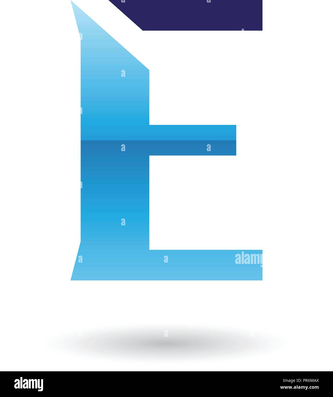 Vector Illustration of Blue Sliced Letter E isolated on a White ...