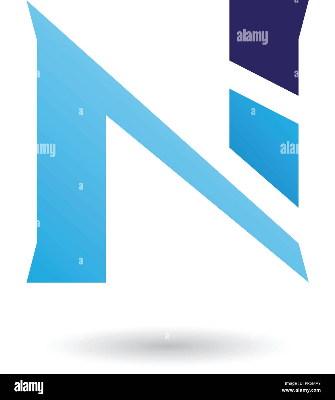 Vector Illustration of Blue Sliced Letter N isolated on a White ...