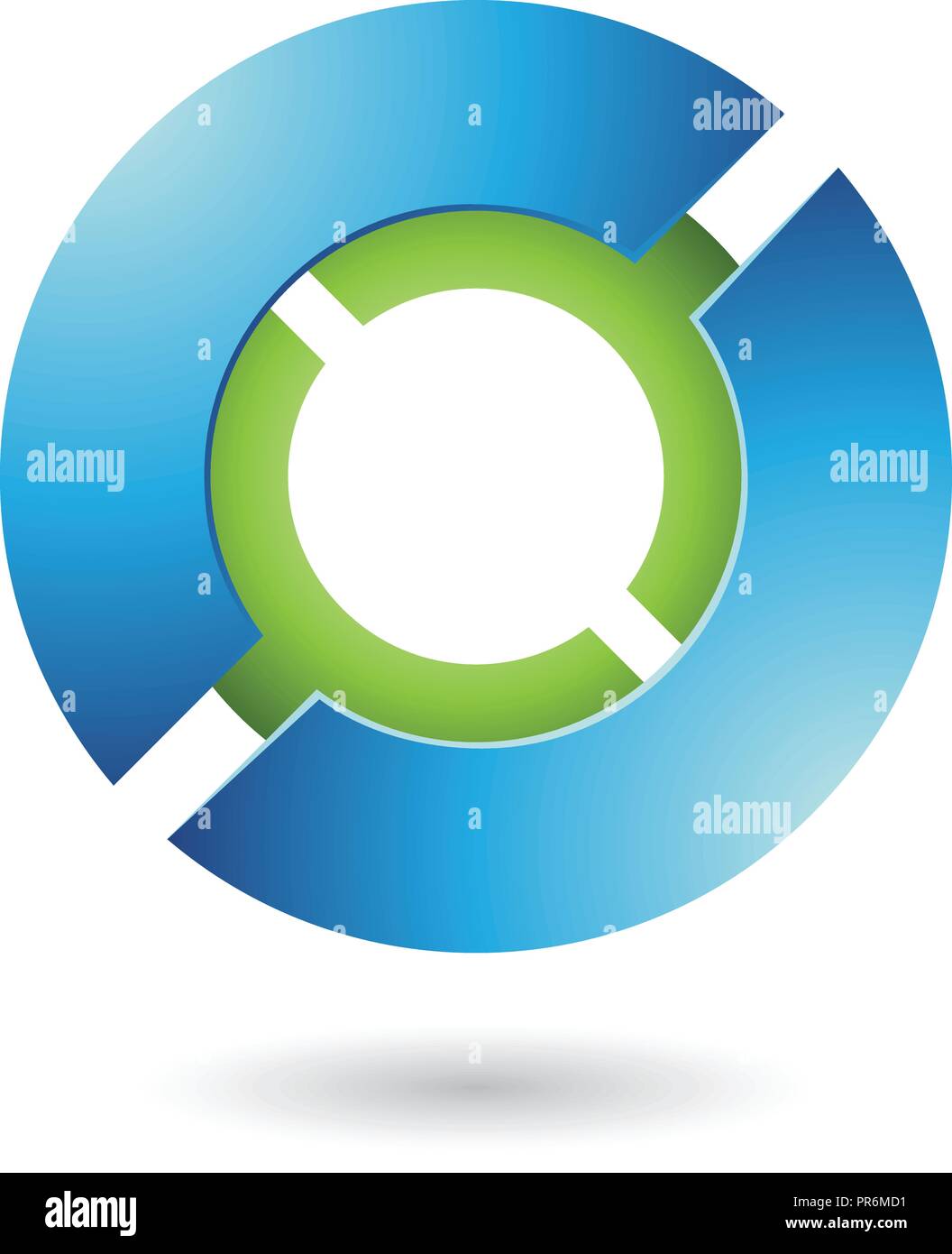 Vector Illustration of Blue and Green Thick Futuristic Round Disk ...