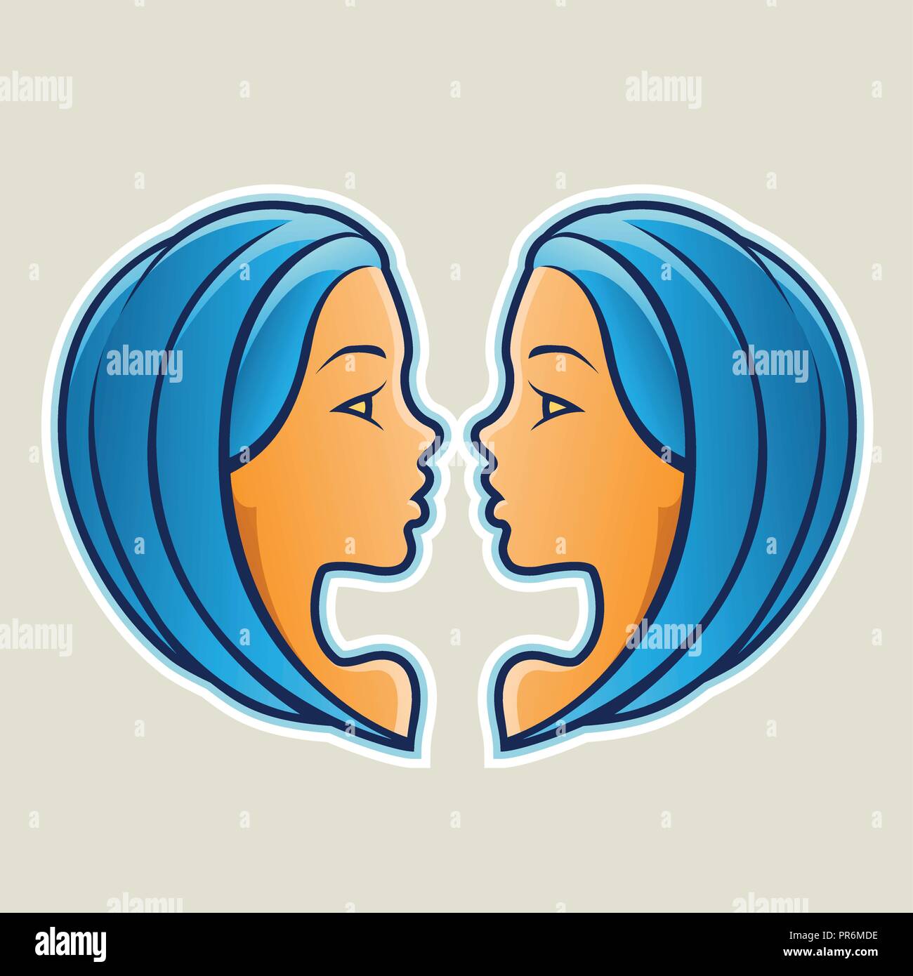 Vector Illustration of Blue Gemini or Twins Icon isolated on a White ...