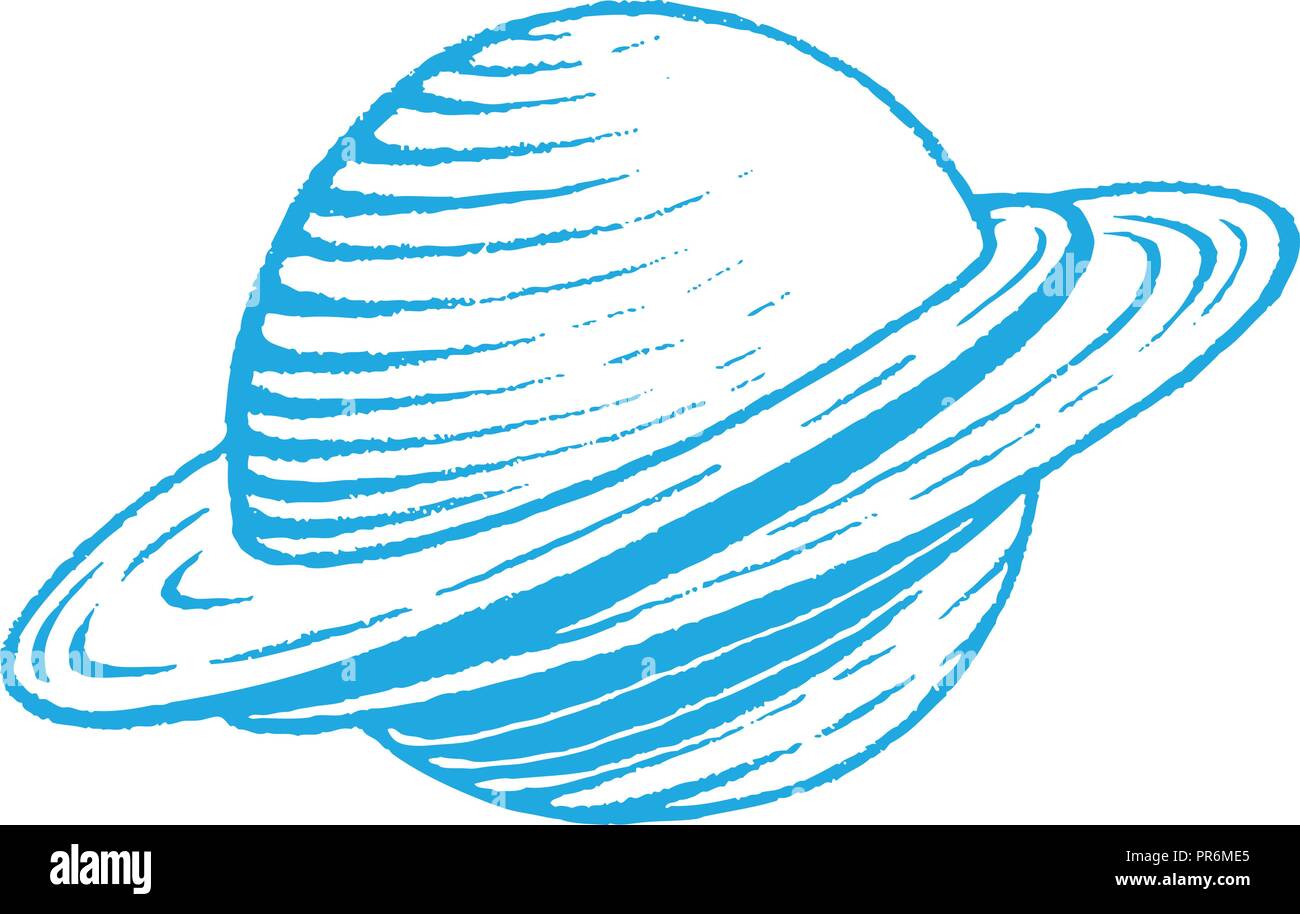 Illustration of Blue Vectorized Ink Sketch of Planet isolated on a ...