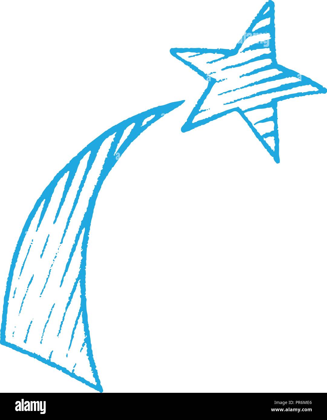 Illustration of Blue Vectorized Ink Sketch of Shooting Star isolated on ...