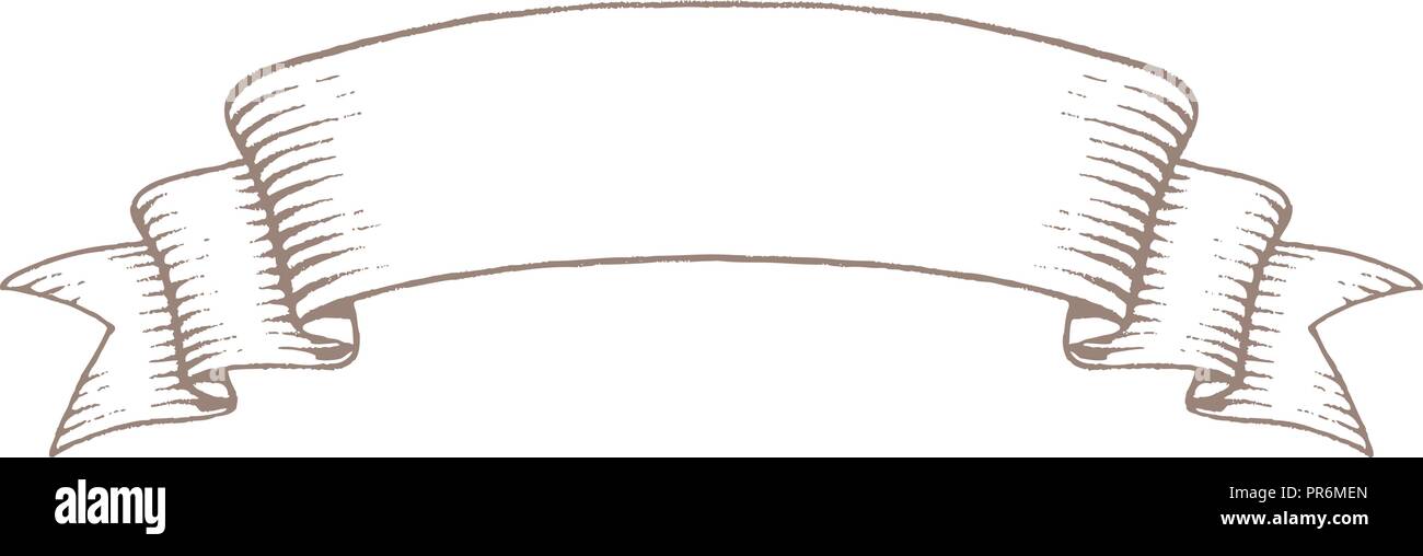Illustration of Brown Vectorized Ink Sketch of Banner isolated on a ...