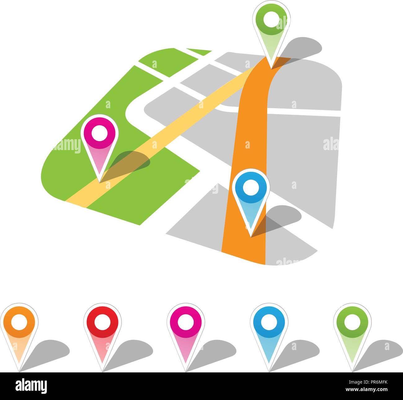 Vector Illustration of Colorful Map Markers isolated on a White ...
