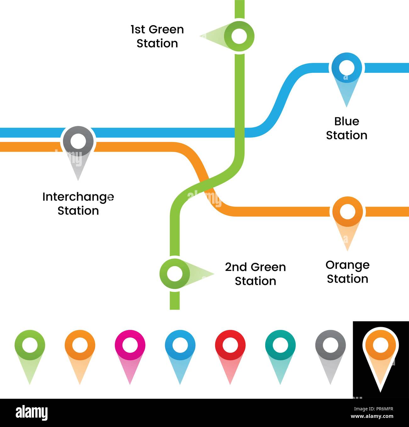 Vectors pin point markers on a map hi-res stock photography and images ...