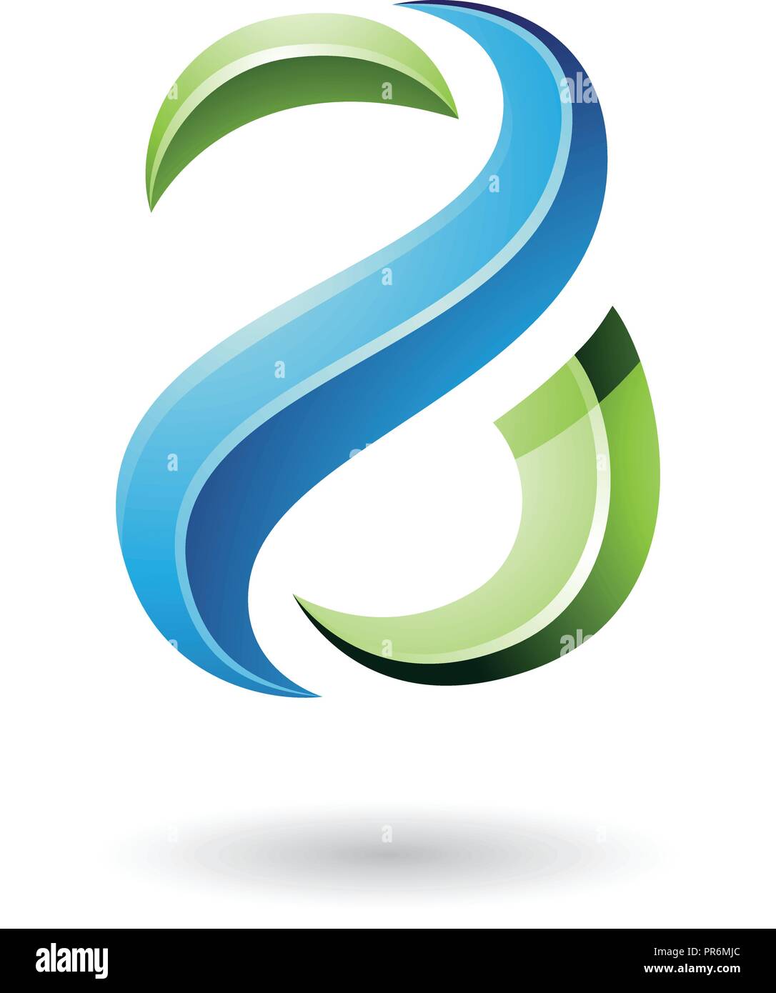 Vector Illustration of Green and Blue Glossy Snake Shaped Letter A ...