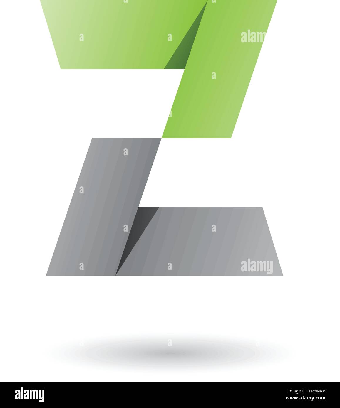 Vector Illustration of Green and Grey Folded Paper Letter Z isolated on ...