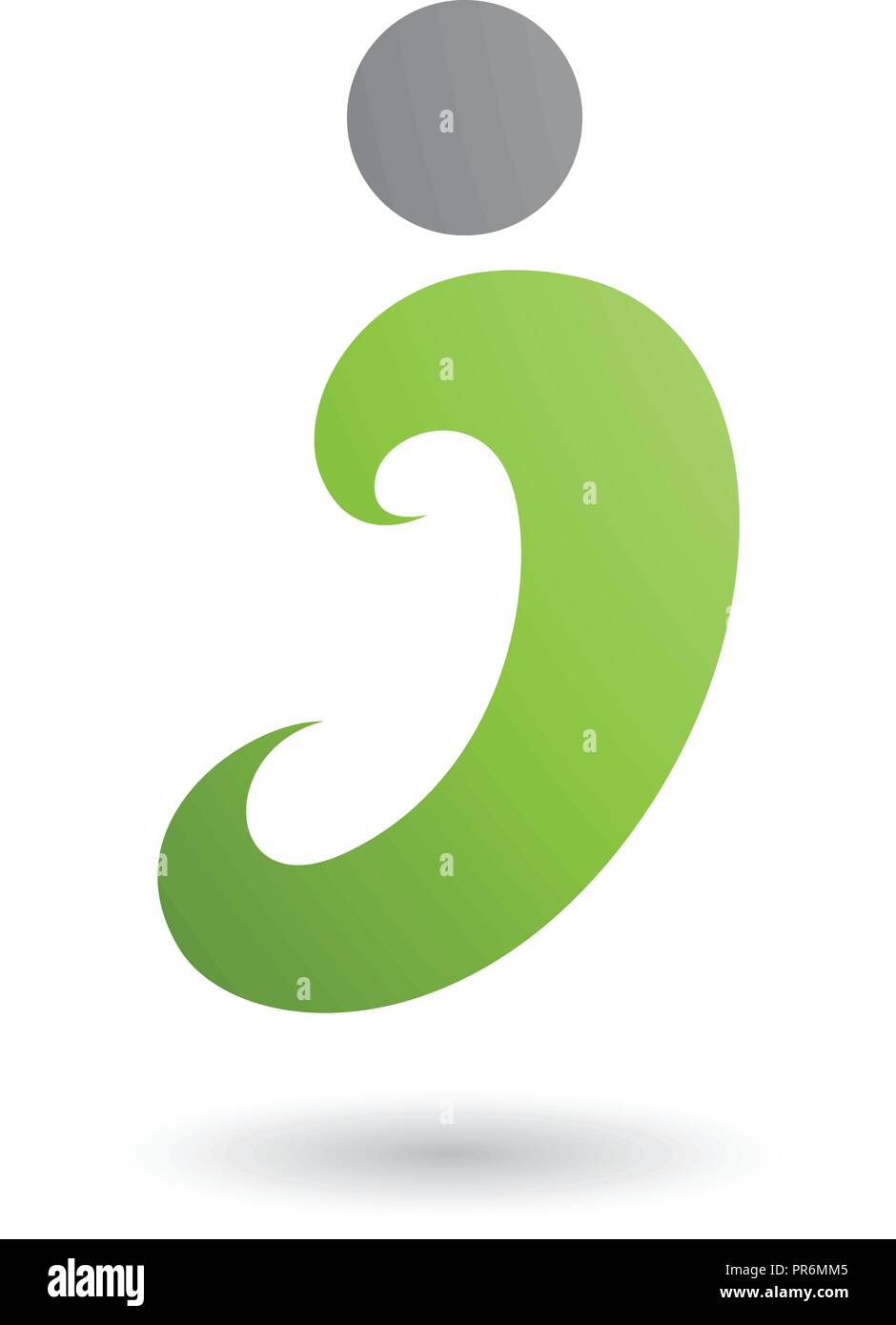 Vector Illustration of Green Curvy Fun Letter I isolated on a White ...