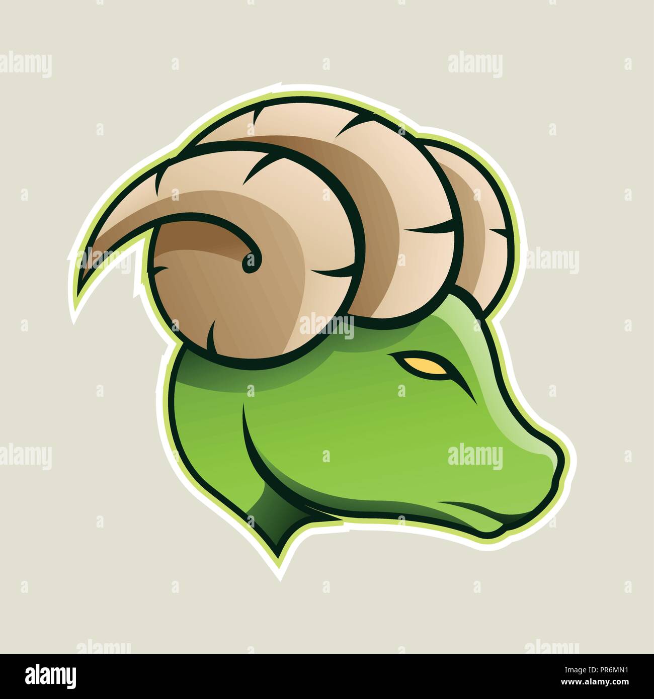 Vector Illustration of Green Aries or Ram Cartoon Icon Side View ...