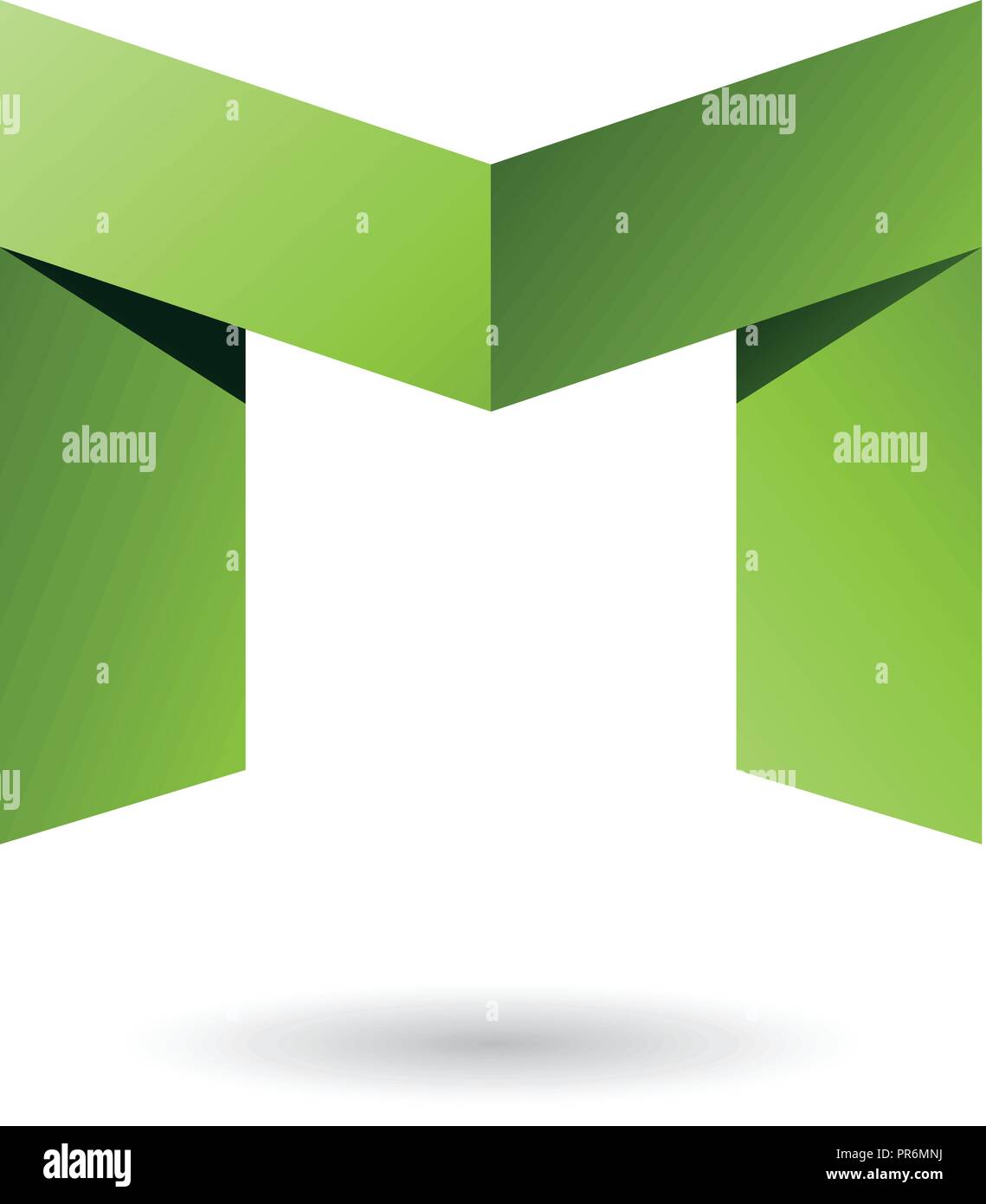 Vector Illustration of Green Folded Paper Letter M isolated on a White ...