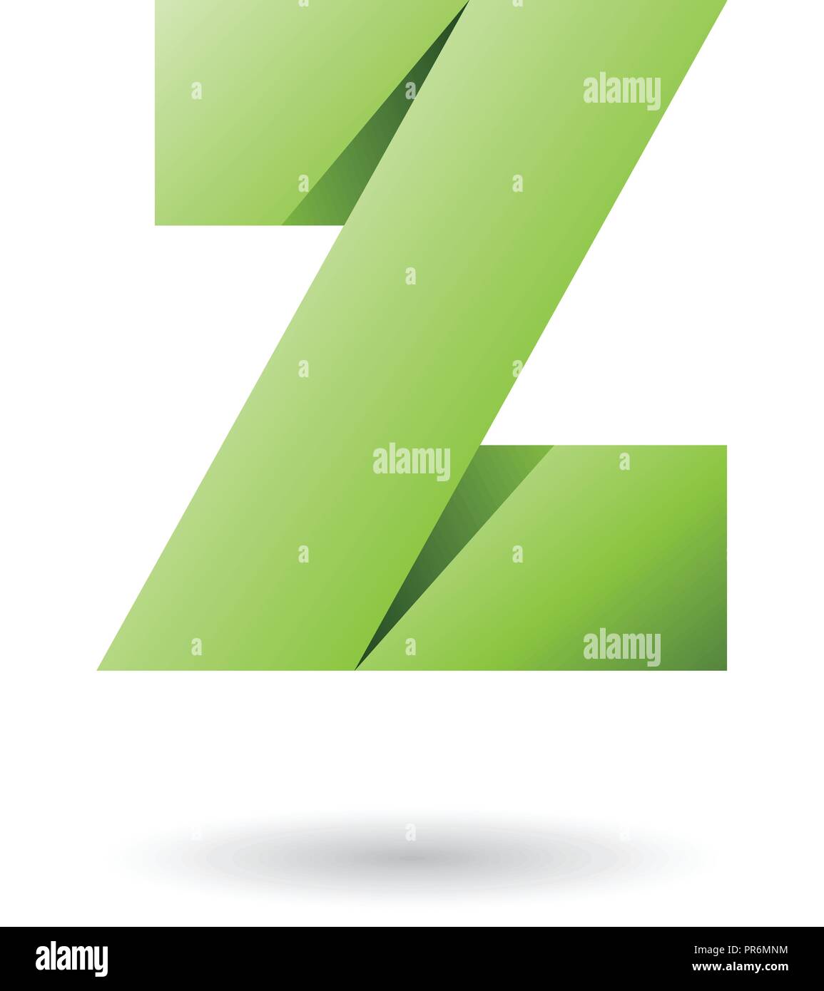 Vector Illustration of Green Folded Paper Letter Z isolated on a White ...