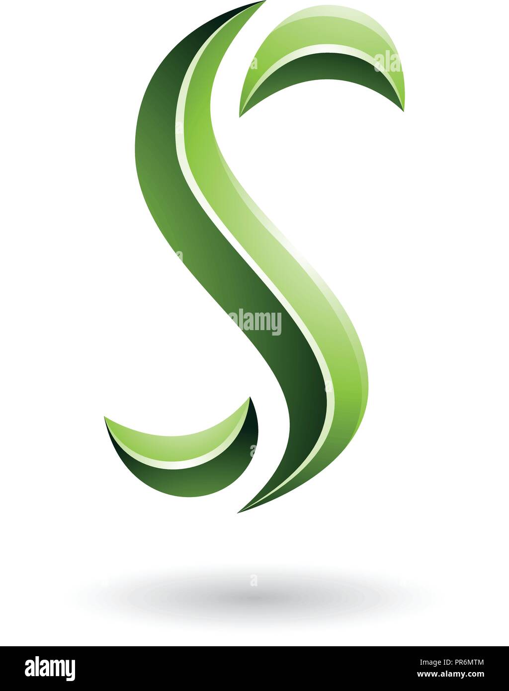 Vector Illustration of Green Glossy Snake Shaped Letter S isolated on a ...