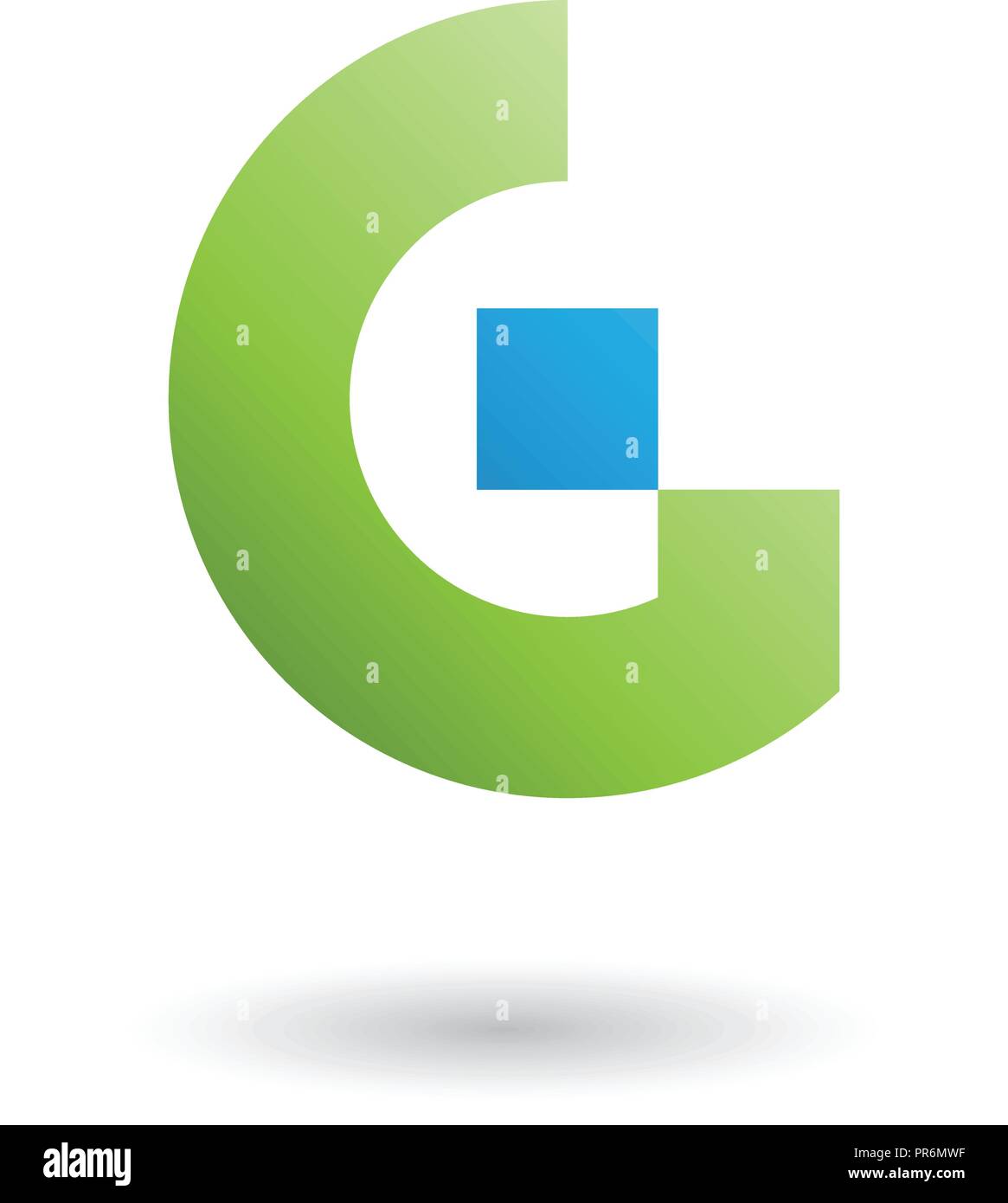 Vector Illustration of Green Letter G with Rectangular Shapes isolated ...