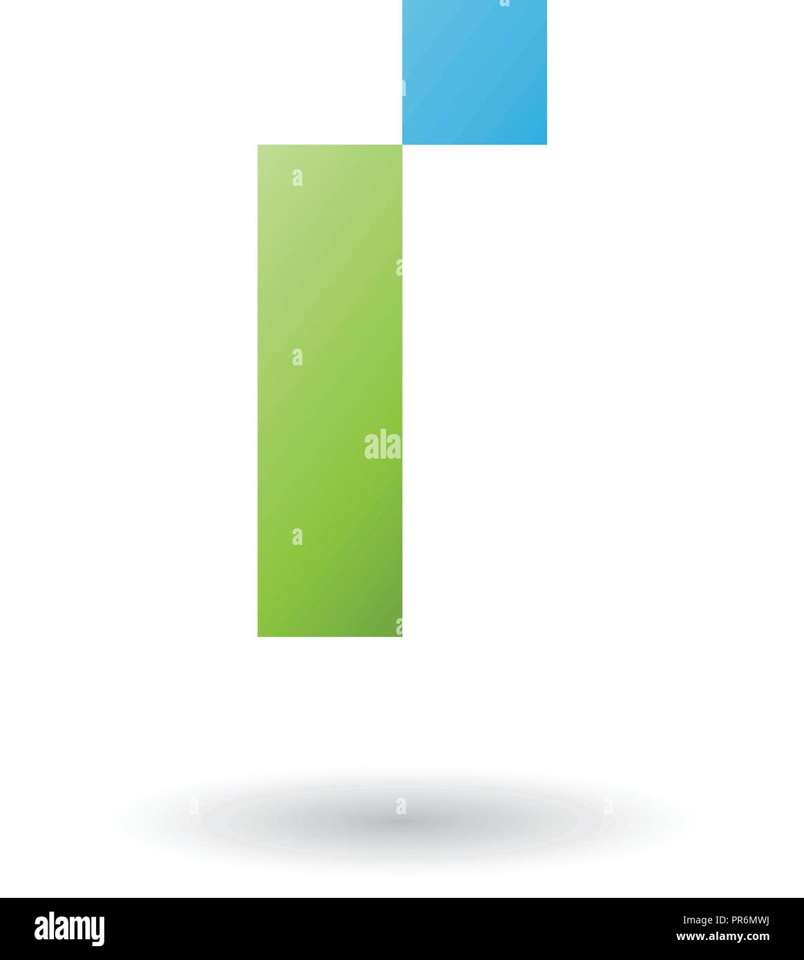 Vector Illustration of Green Letter I with Rectangular Shapes isolated ...