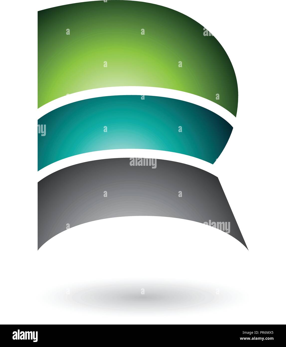 Vector Illustration of Green Letter R with Three Layers isolated on a ...