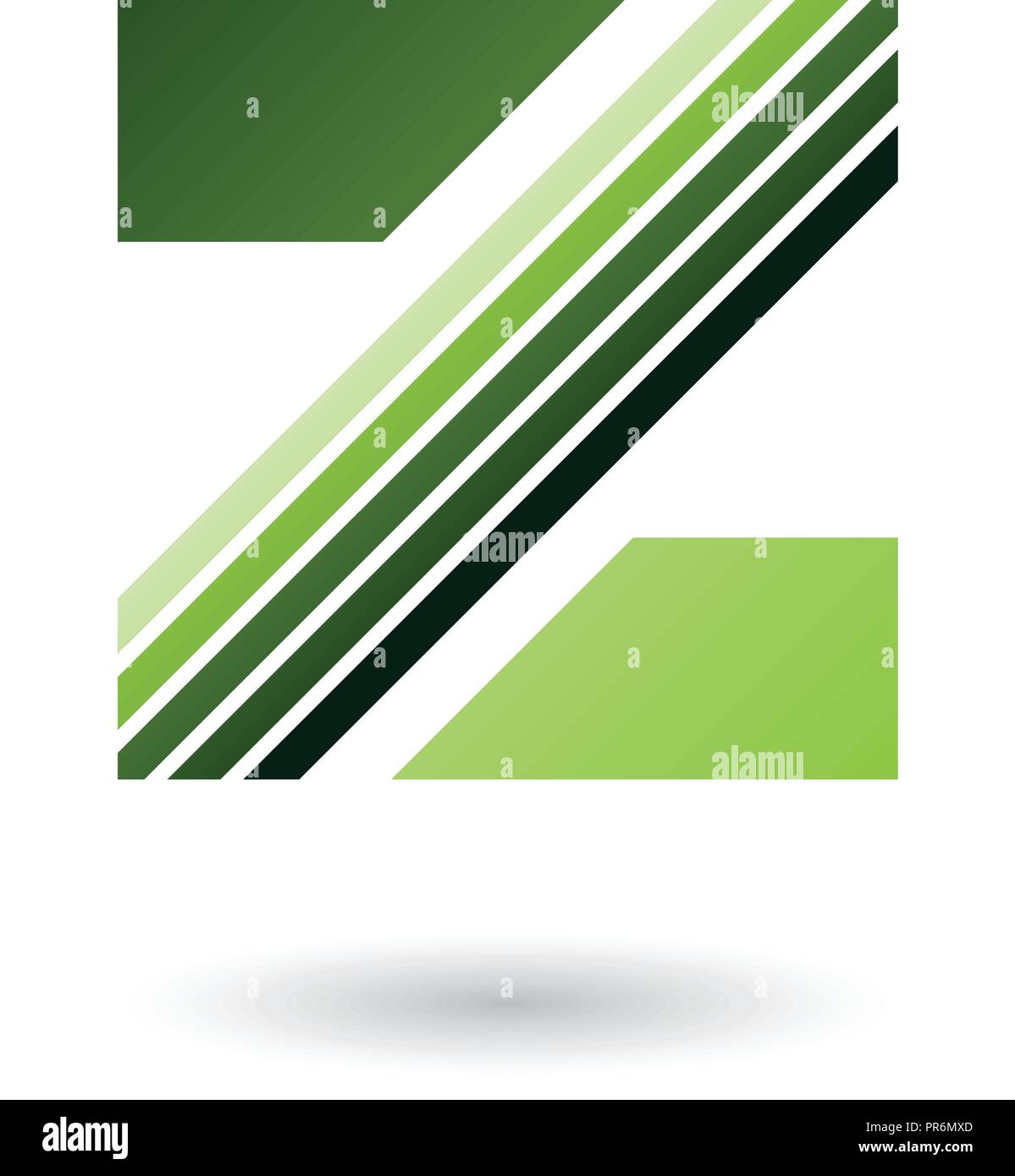 Vector Illustration of Green Letter Z with Thick Diagonal Stripes ...