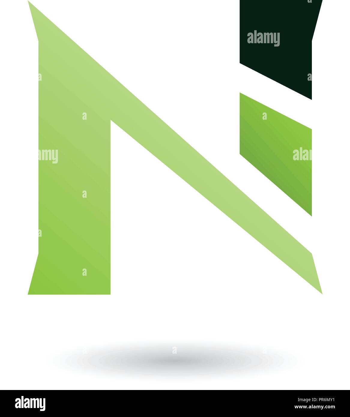 Vector Illustration of Green Sliced Letter N isolated on a White ...