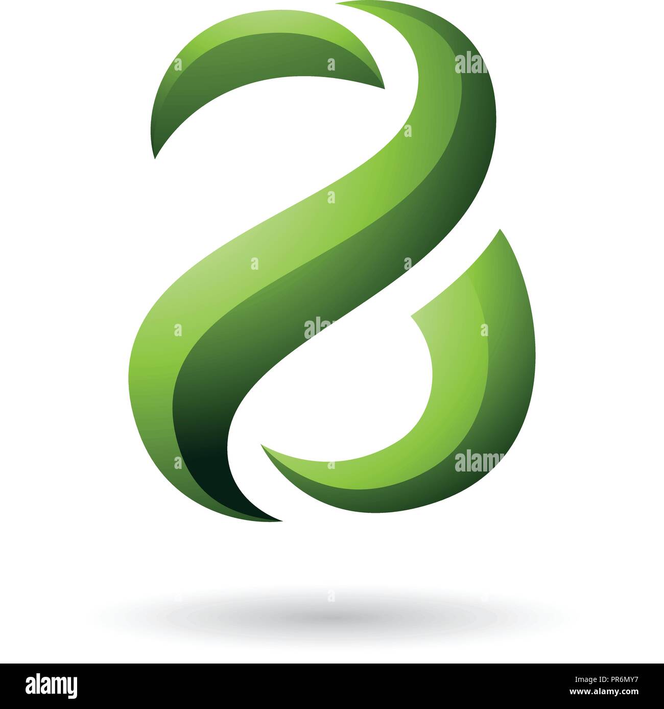 Vector Illustration of Green Snake Shaped Letter A isolated on a White ...