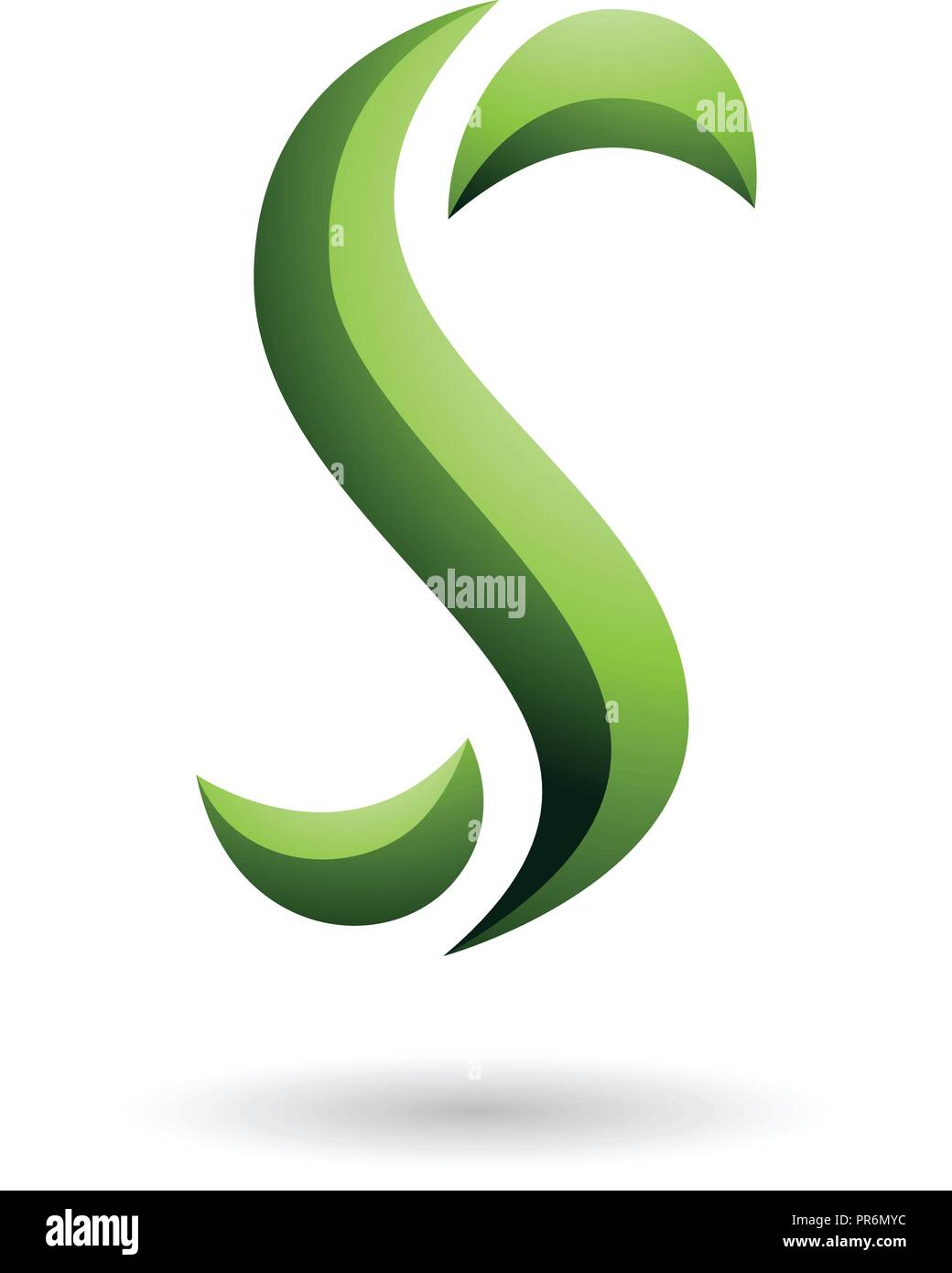Vector Illustration of Green Snake Shaped Letter S isolated on a White ...