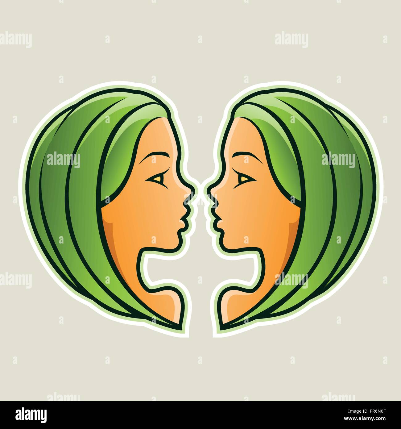 Vector Illustration of Green Gemini or Twins Icon isolated on a White ...