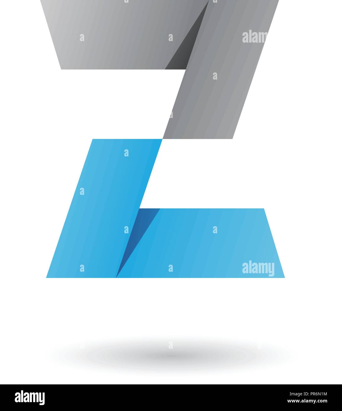 Vector Illustration of Grey and Blue Folded Paper Letter Z isolated on ...