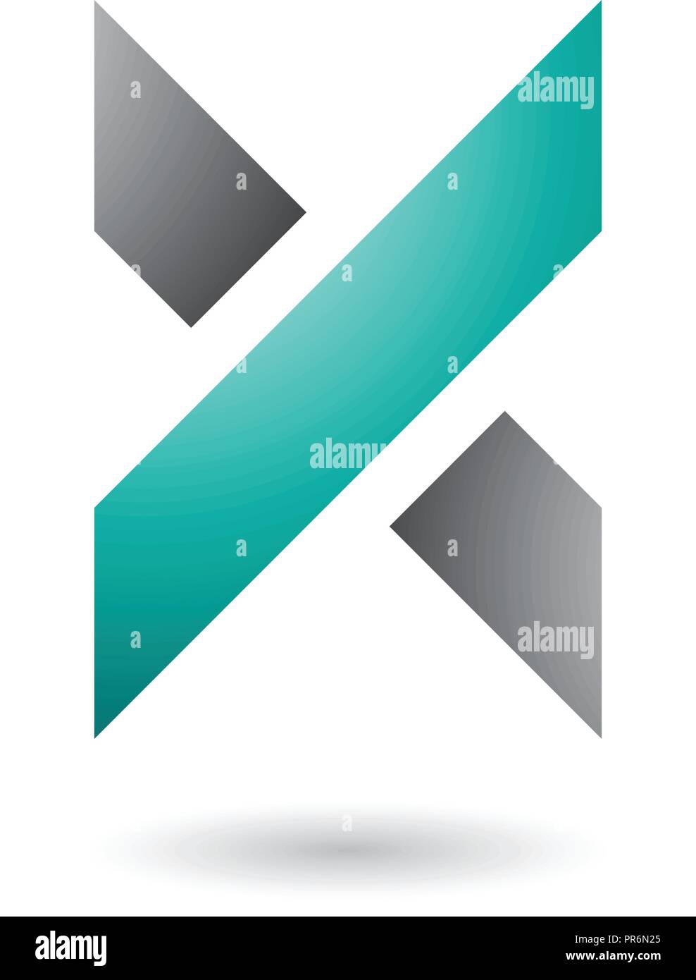 Vector Illustration of Grey and Green Thick Shaded Letter X isolated on ...