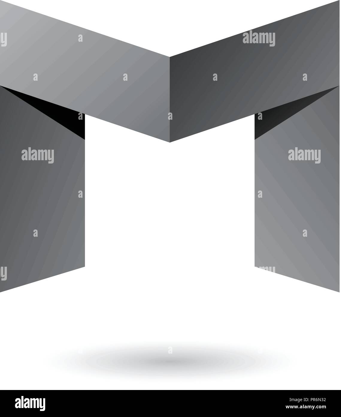 Vector Illustration of Grey Folded Paper Letter M isolated on a White ...