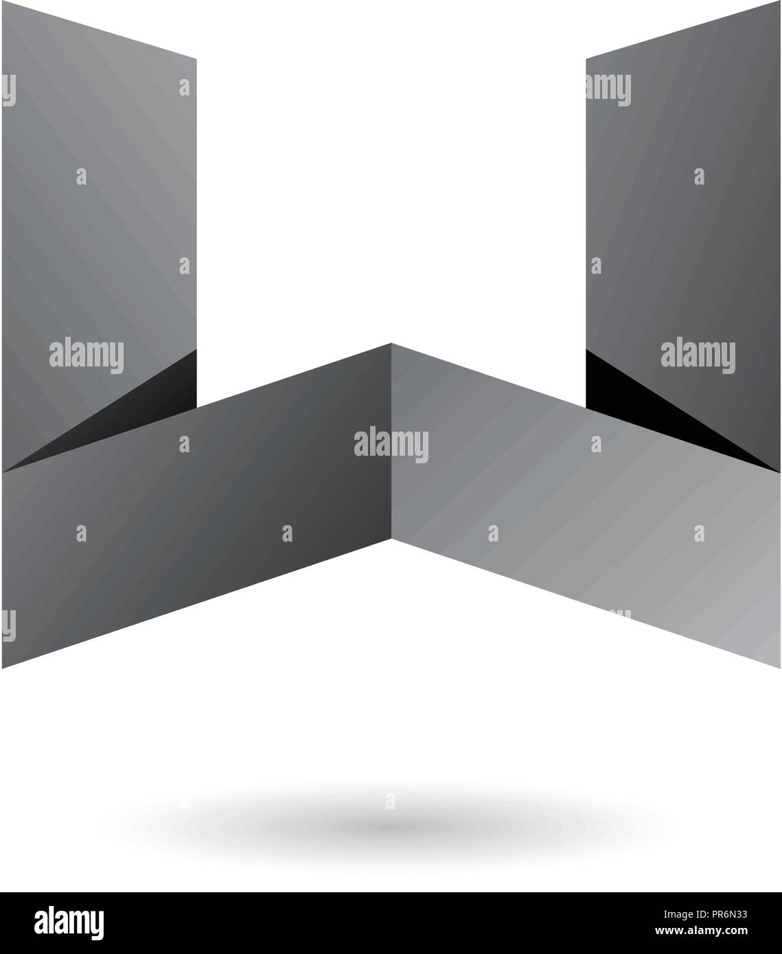 Vector Illustration of Grey Folded Paper Letter M isolated on a White ...