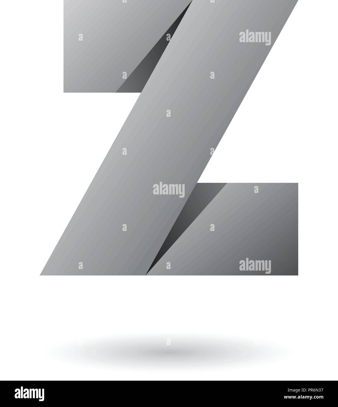 Vector Illustration of Grey Folded Paper Letter Z isolated on a White ...