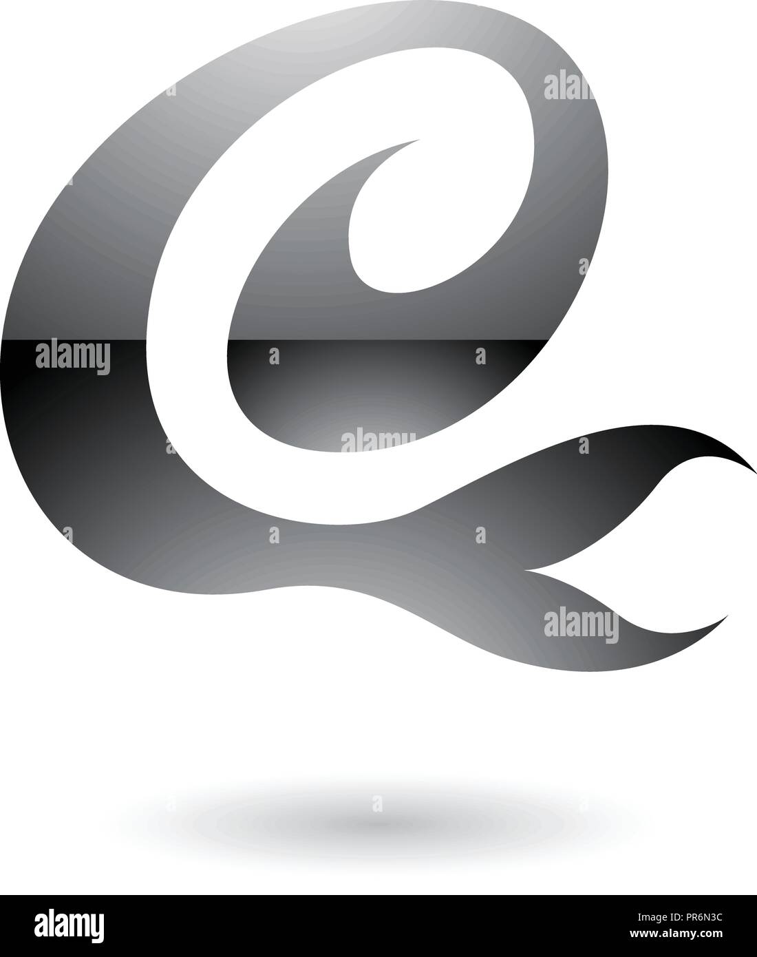 Vector Illustration of Grey Glossy Curvy Fun Letter E isolated on a ...
