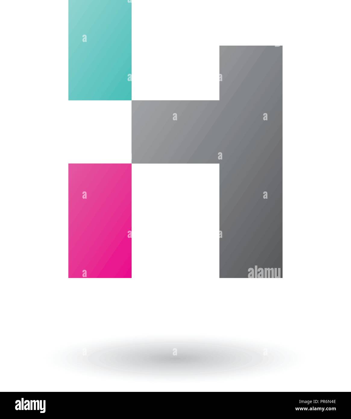 Vector Illustration of Grey Letter H with Rectangular Shapes isolated ...