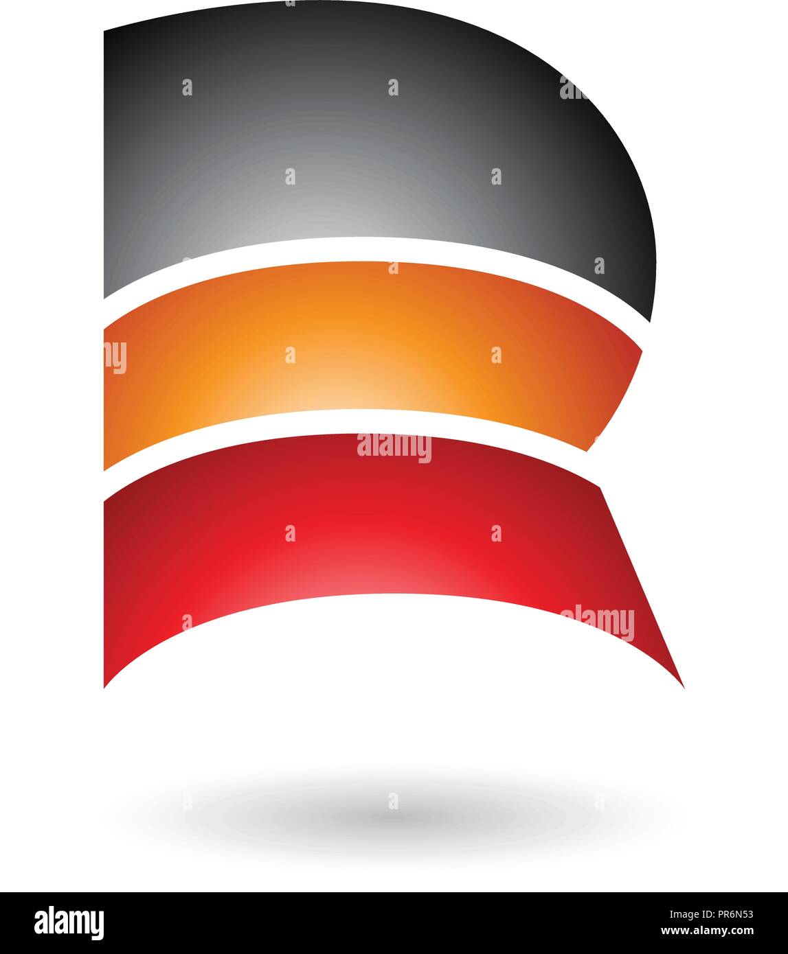 Vector Illustration of Grey Letter R with Three Layers isolated on a ...