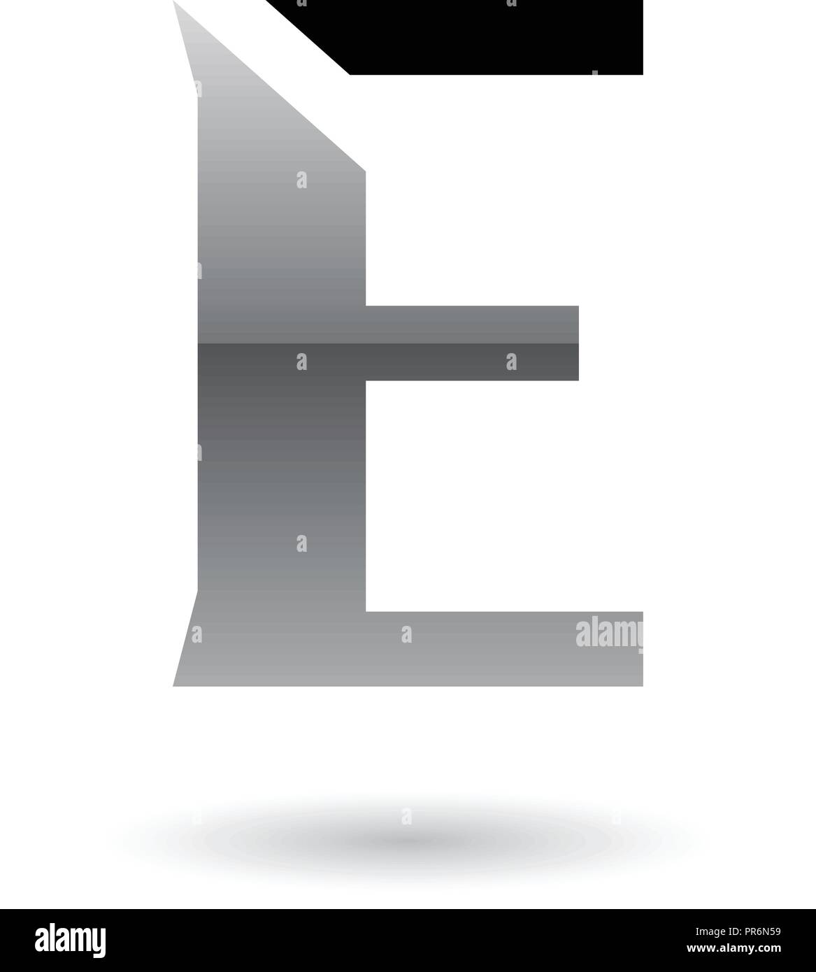 Vector Illustration of Grey Sliced Letter E isolated on a White ...