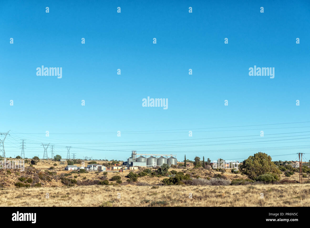 KOFFIEFONTEIN, SOUTH AFRICA, AUGUST 6, 2018: Grain silos at ...