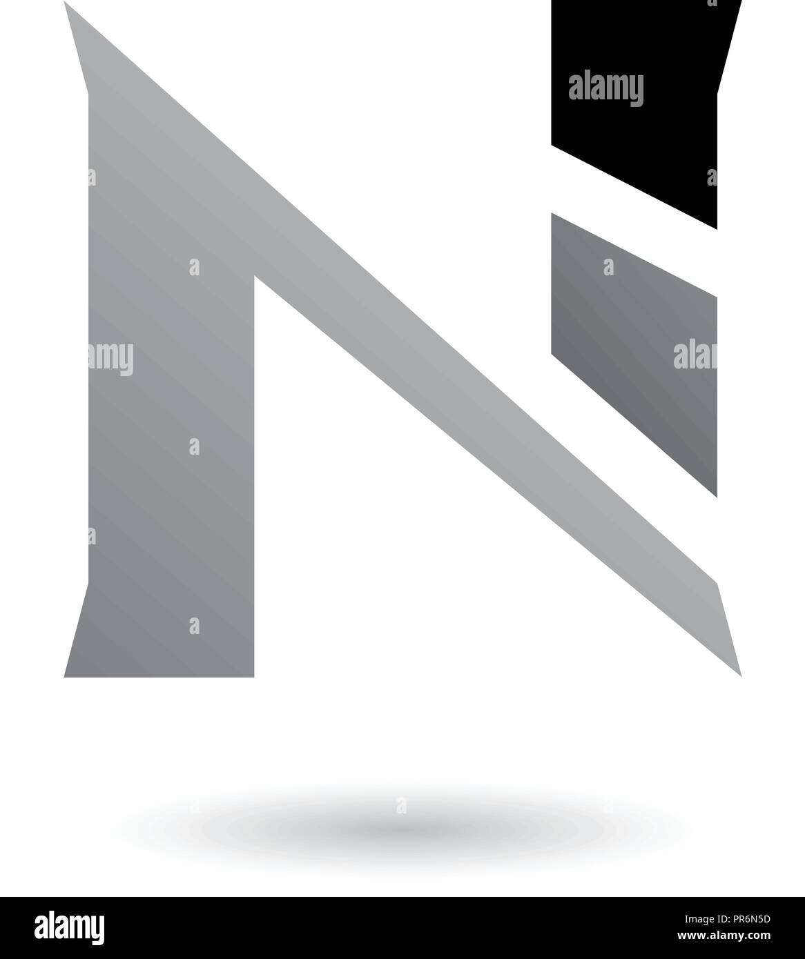 Vector Illustration of Grey Sliced Letter N isolated on a White ...