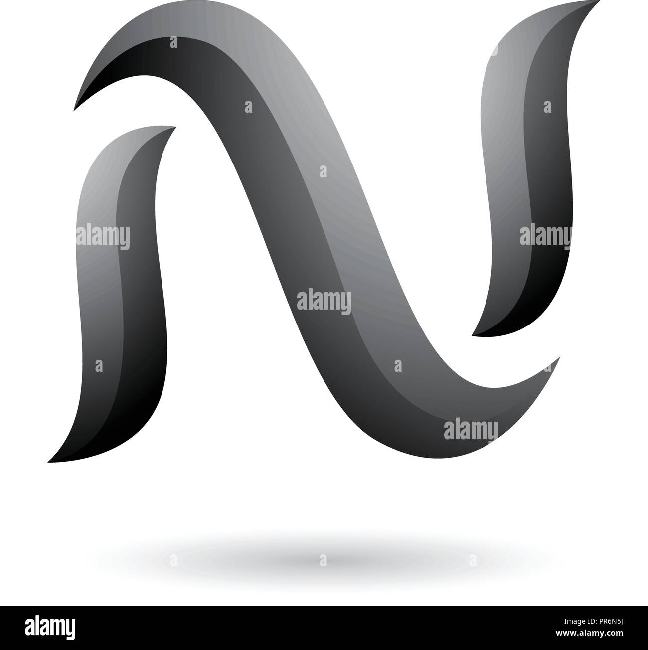 Vector Illustration of Grey Snake Shaped Letter N isolated on a White ...
