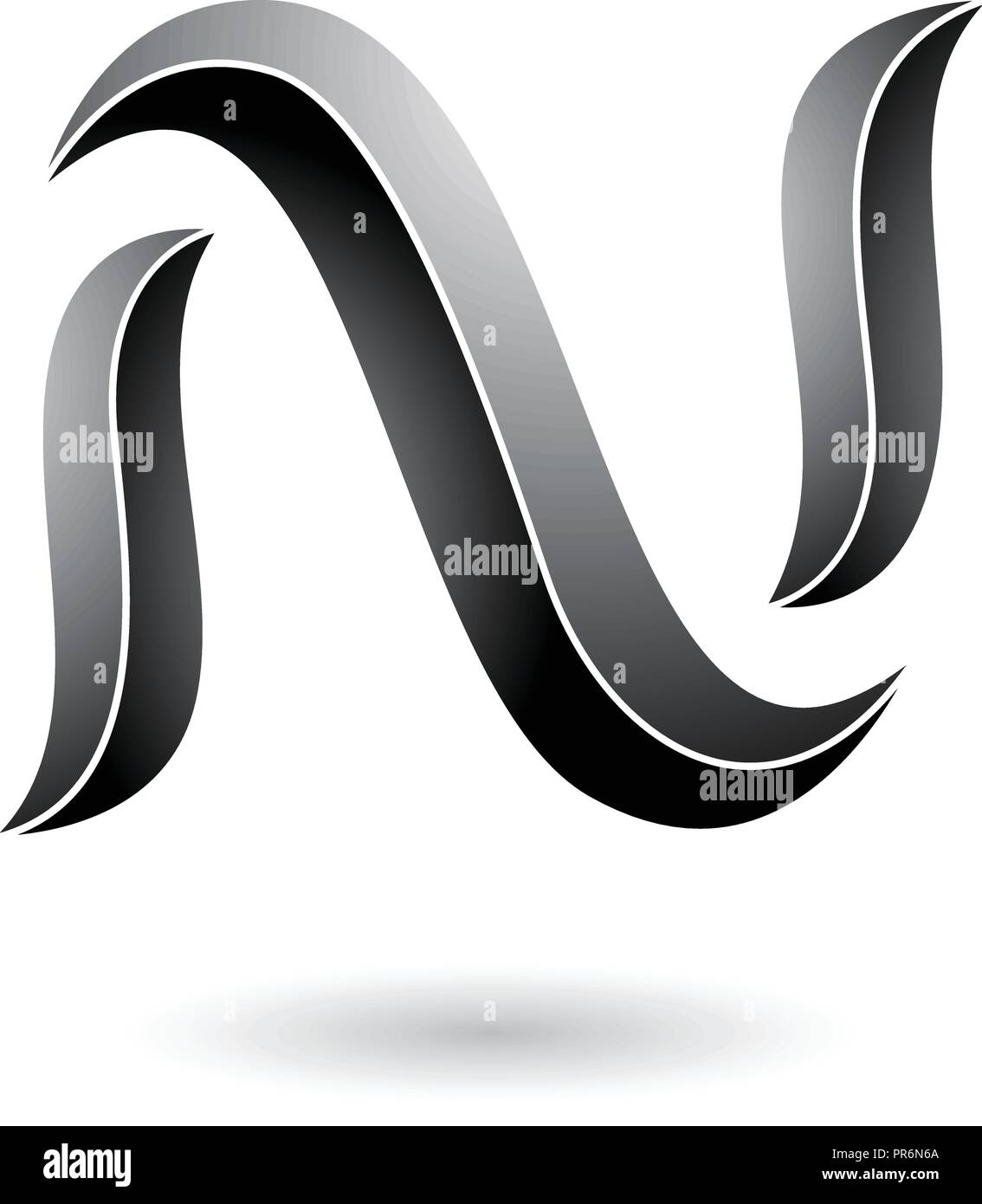 Vector Illustration of Grey Striped Snake Shaped Letter N isolated on a ...