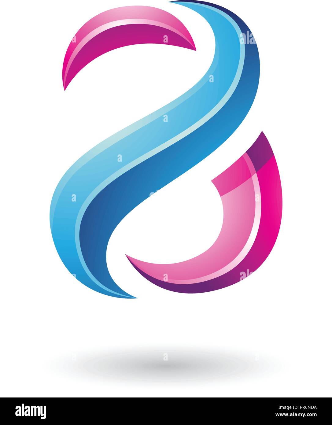 Vector Illustration of Magenta and Blue Glossy Snake Shaped Letter A ...