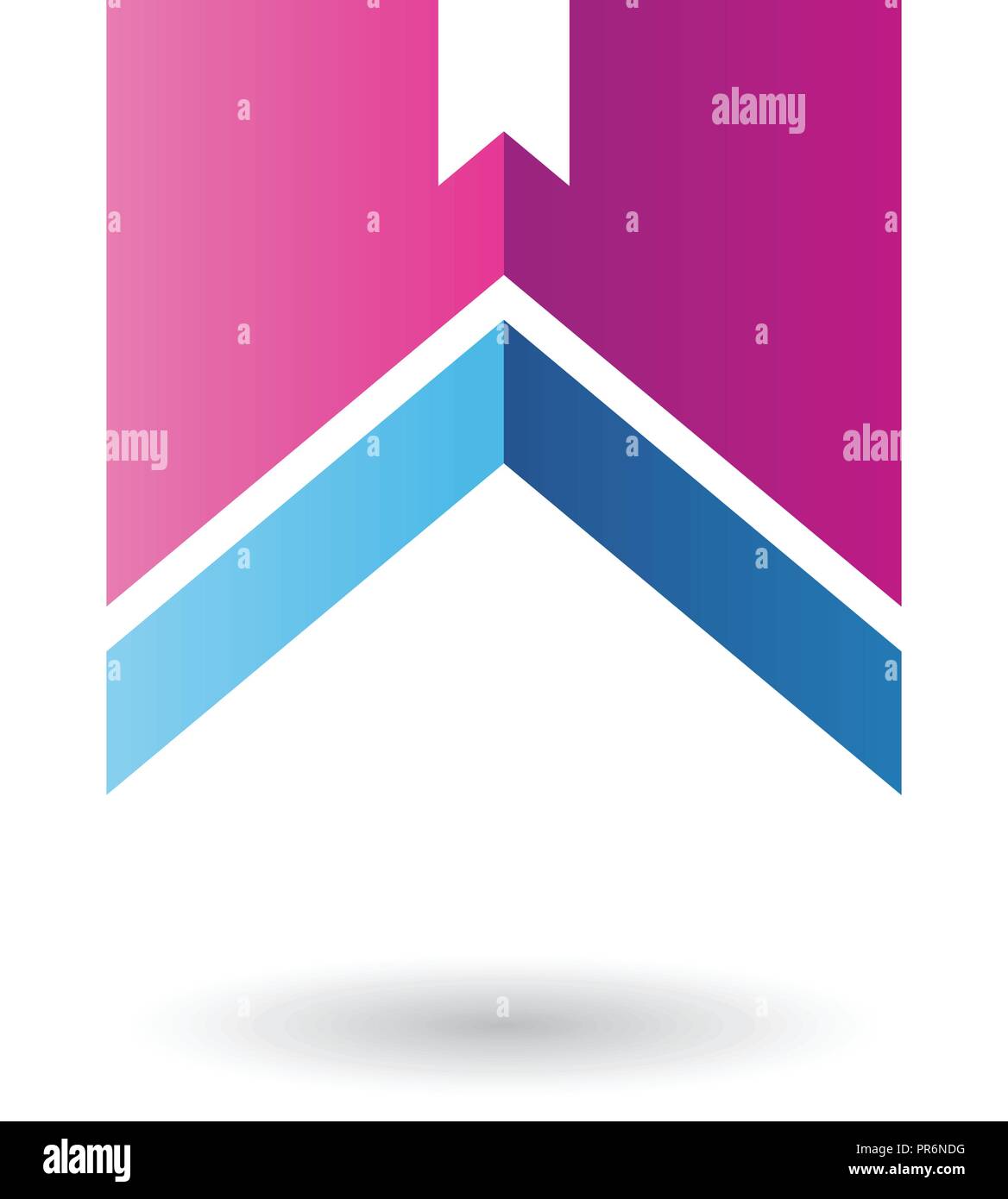 Vector Illustration of Magenta and Blue Letter W with a Thick Stripe ...