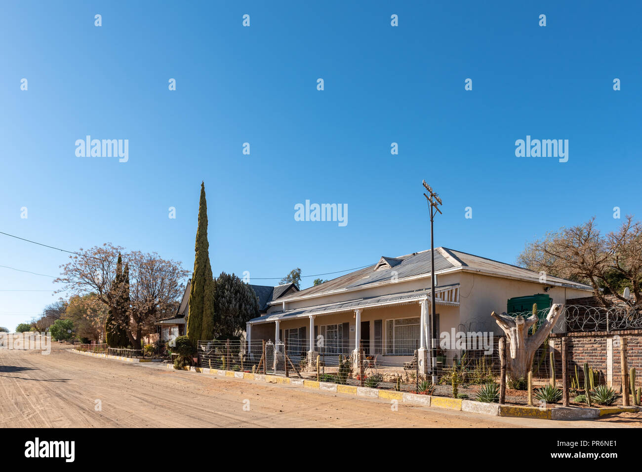 LUCKHOFF, SOUTH AFRICA, AUGUST 6, 2018: A street scene, with an old ...