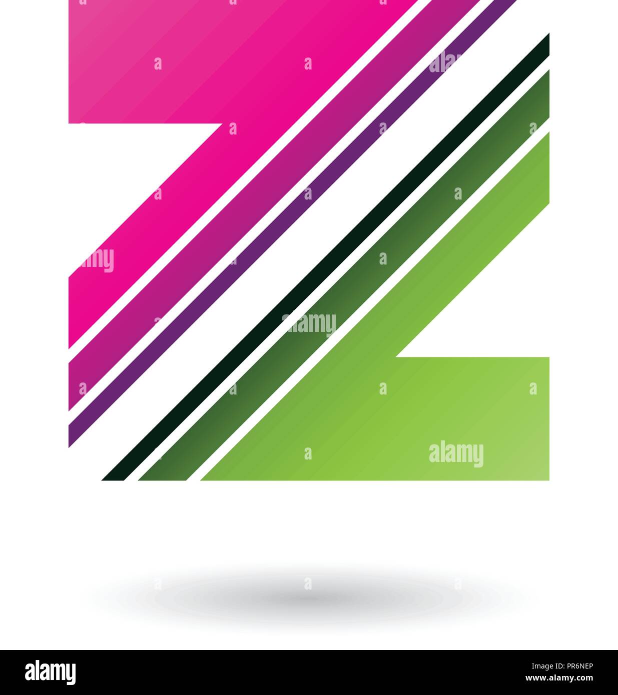 Vector Illustration of Magenta and Green Letter Z with Diagonal Stripes ...